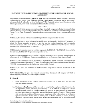 Fillable Online ELEVATOR TESTING, INSPECTION, AND PREVENTATIVE ...