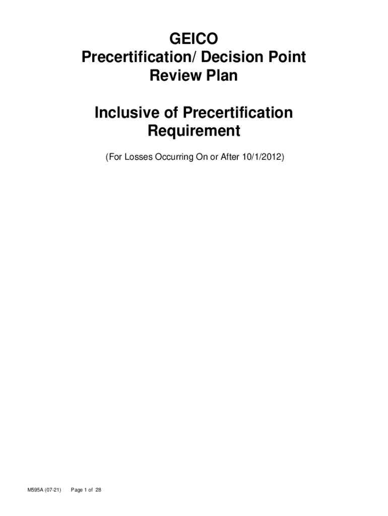 Fillable Online www.geico.compublicpdfGEICO Precertification/ Decision ...