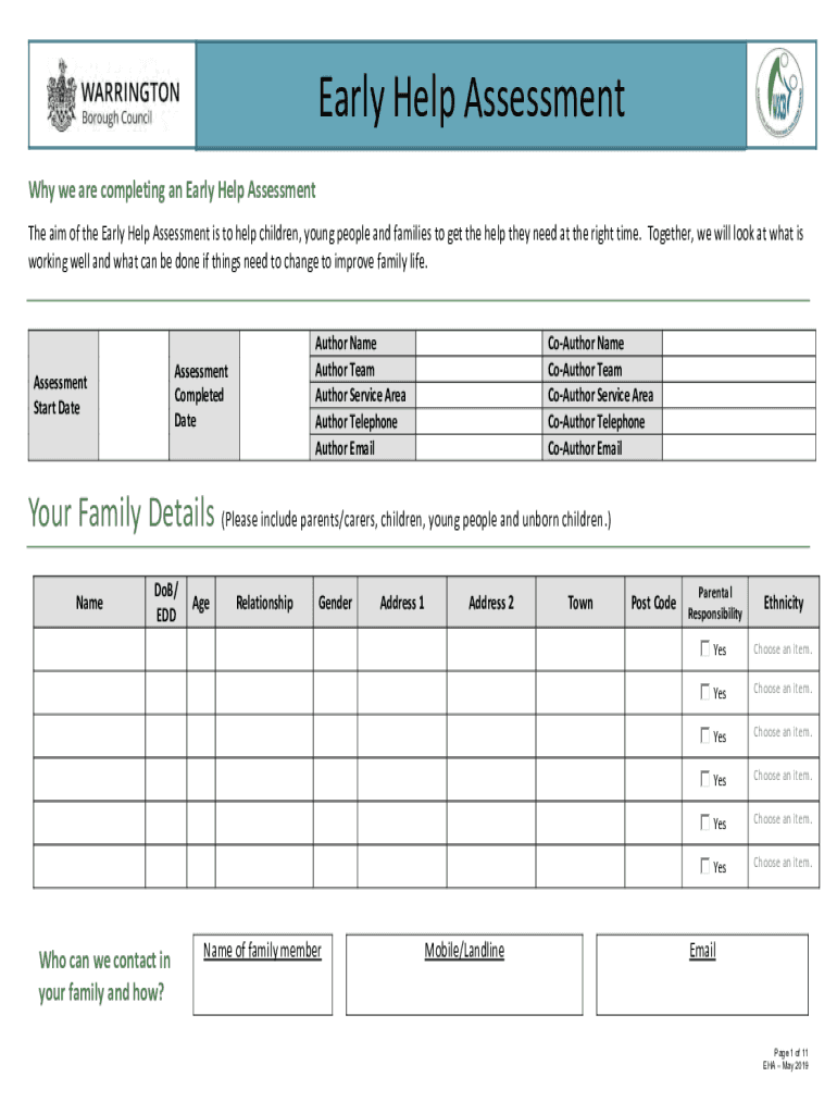 Fillable Online Early help assessment form Fax Email Print - pdfFiller