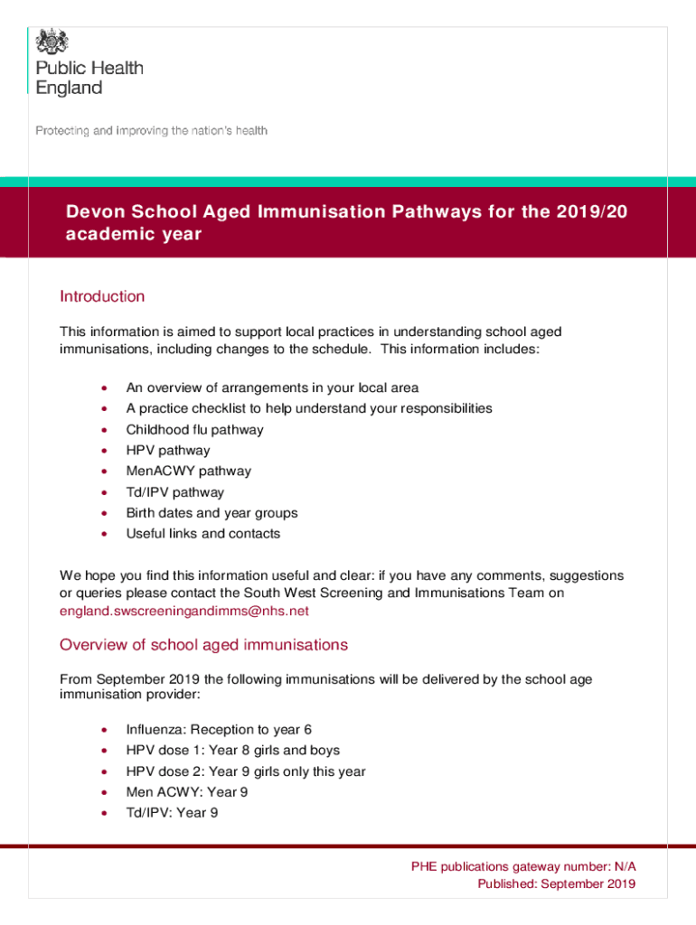 Fillable Online www.hct.nhs.ukmedia3295School Aged Immunisation Service ...