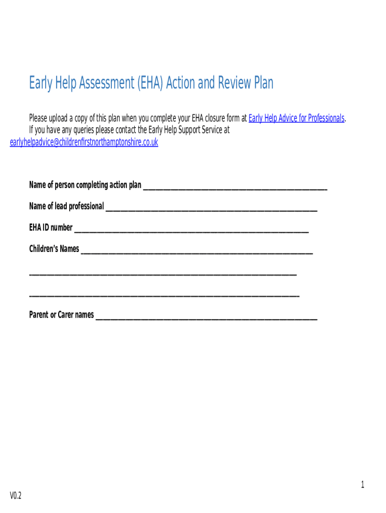 EHA action and review Doc Template | pdfFiller