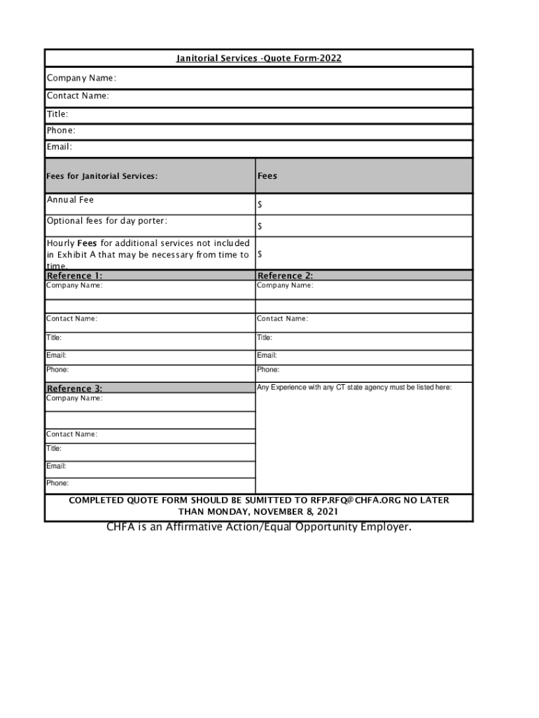 Fillable Online CHFA HVAC SERVICE AND MAINTENANCE REQUEST FOR QUOTES ...