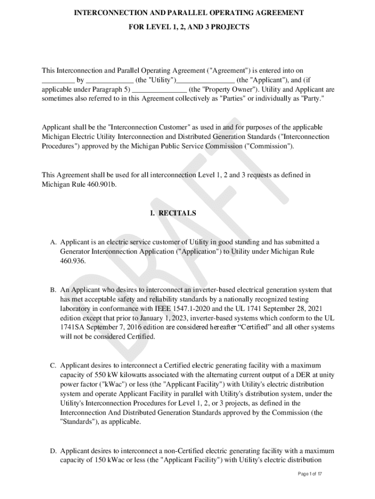 Fillable Online STANDARD AGREEMENT for INTERCONNECTION and PARALLEL OPERA ... Fax Email Print ...