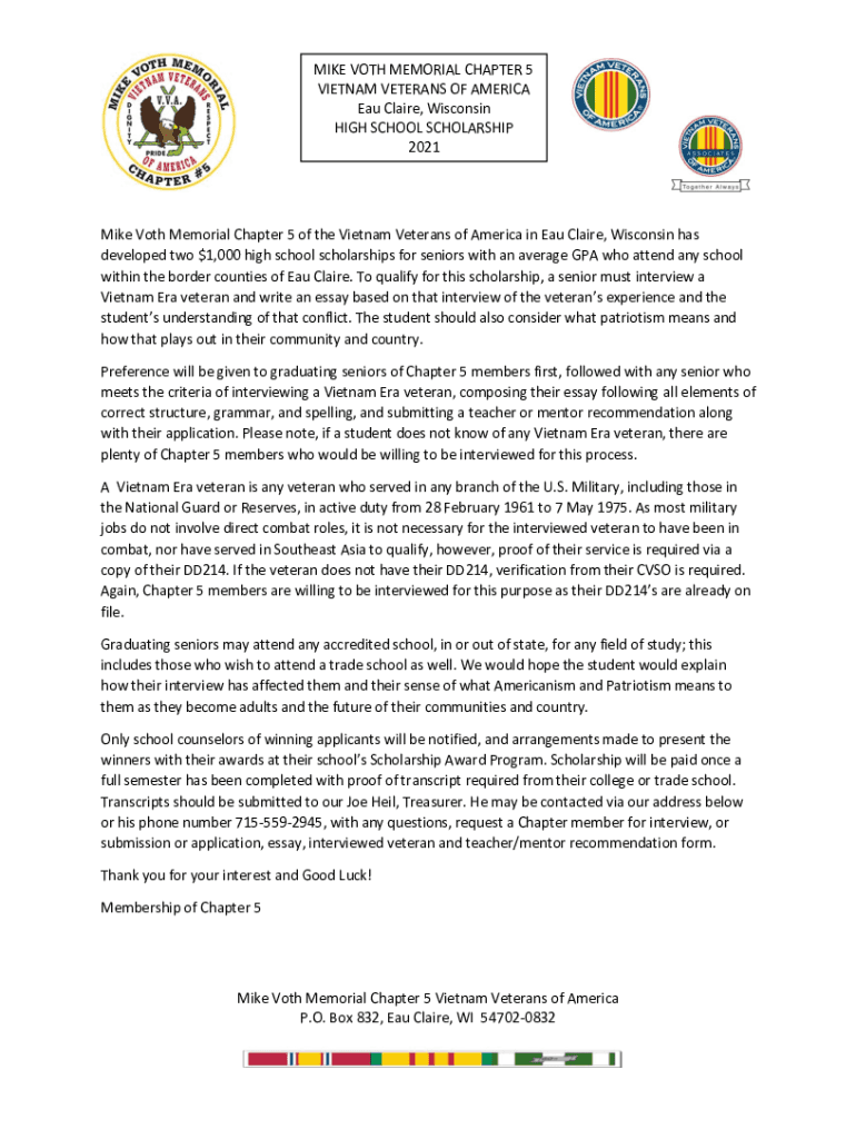 Fillable Online www.ecasd.us ECASD mediaMIKE VOTH MEMORIAL CHAPTER 5 ...