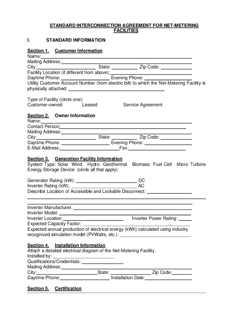 Fillable Online www.firstelectric.coopcontent723STANDARD INTERCONNECTION AGREEMENT FOR NET ...