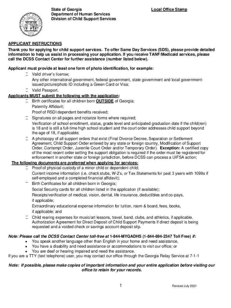 Fillable Online childsupport georgia childsupport.georgia.gov document ...