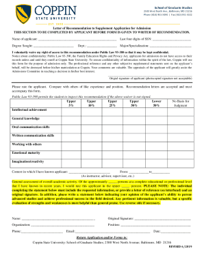 Fillable Online Letter of Recommendation to Supplement Application for ...