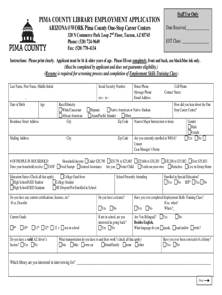 Fillable Online www.webcms.pima.govUserFilesServersStaff Use Only PIMA ...