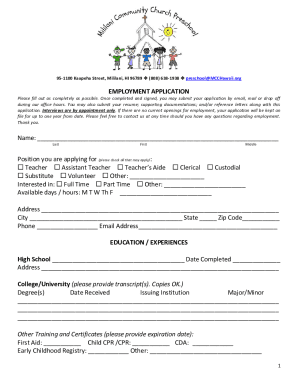 Fillable Online MCCP Employment Application Fax Email Print - pdfFiller