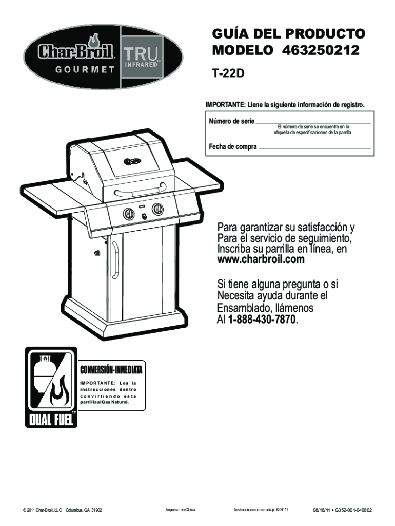 Fillable Online Fillable Online GUA DEL PRODUCTO MODELO 463251012 Fax ...