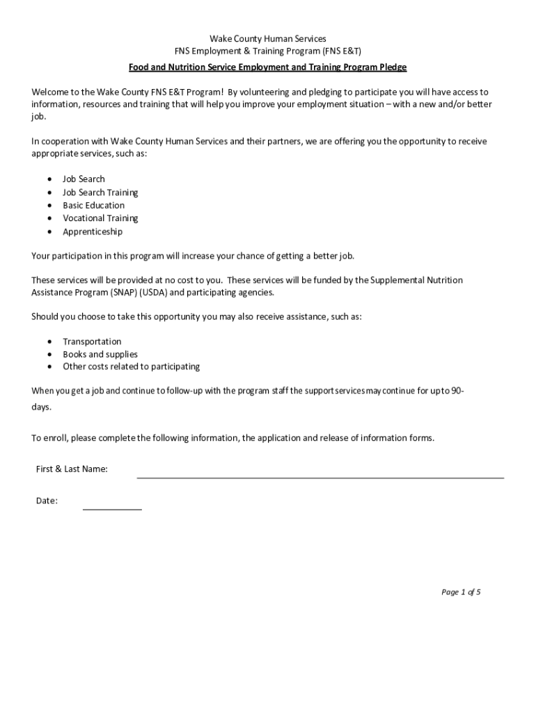 Fillable Online s3.us-west-2.amazonaws.comwakegovFood and Nutrition Service Employment and ...