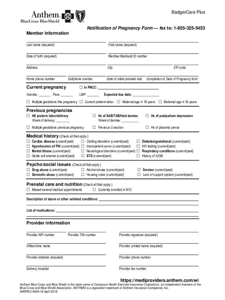 Fillable Online ldh.la.govassetsdocsNotification of Pregnancy Form ...