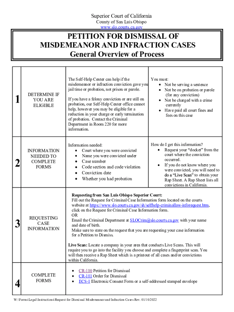 Fillable Online Request for Dismissal Misdemeanor and Infraction Cases ...