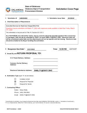 Fillable Online State of Oklahoma Oklahoma Dept of Transportation ...