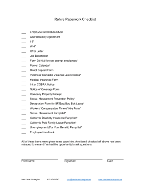 Fillable Online New hire paperwork checklistWorkableNew Hire Paperwork ...