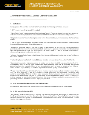 Fillable Online 10-YEAR SQUEAK-FREE LIMITED WARRANTY ON ADVANTECH ...