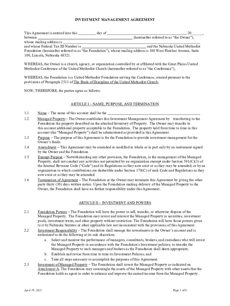 Fillable Online ASSET MANAGEMENT AGREEMENT - SEC.govASSET MANAGEMENT ...