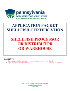 Fillable Online APPLICATION PACKET SHELLFISH CERTIFICATION SHELLFISH ...