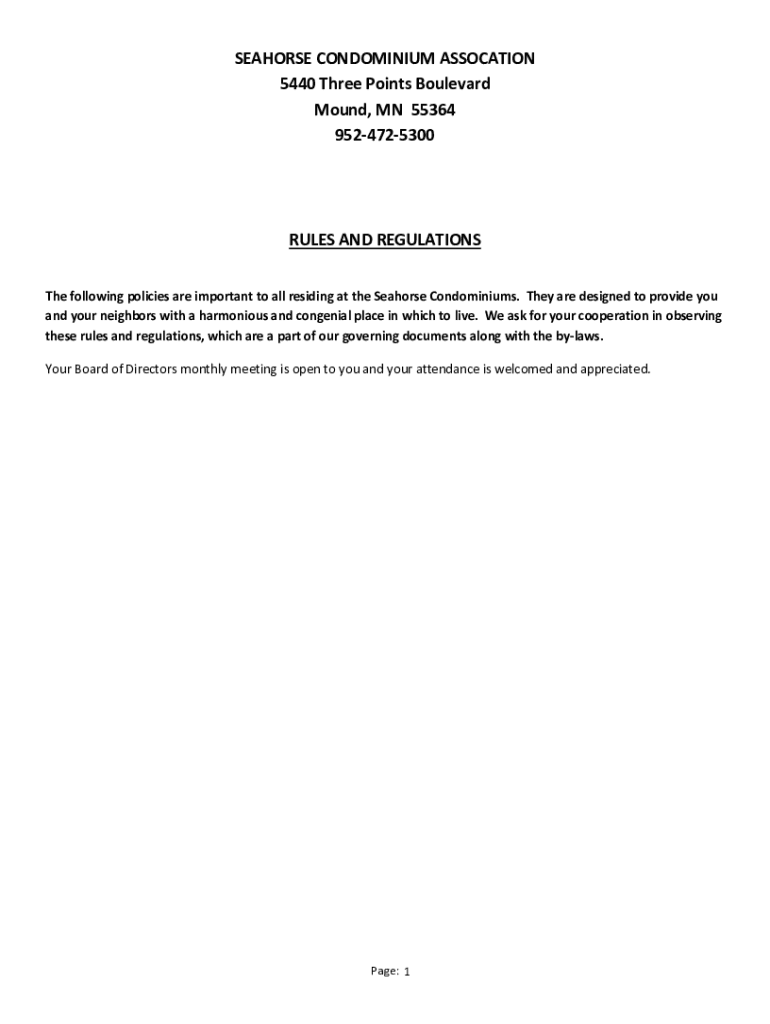 Fillable Online The Seahorse Condominium Association Inc Company ...