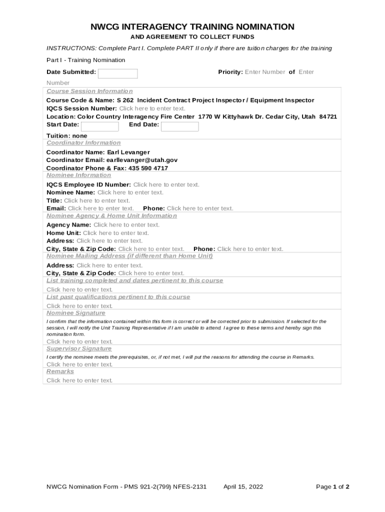 NWCG Nomination - PMS 921-2(799) NFES-2131. NWCG Nomination - gacc nifc ...