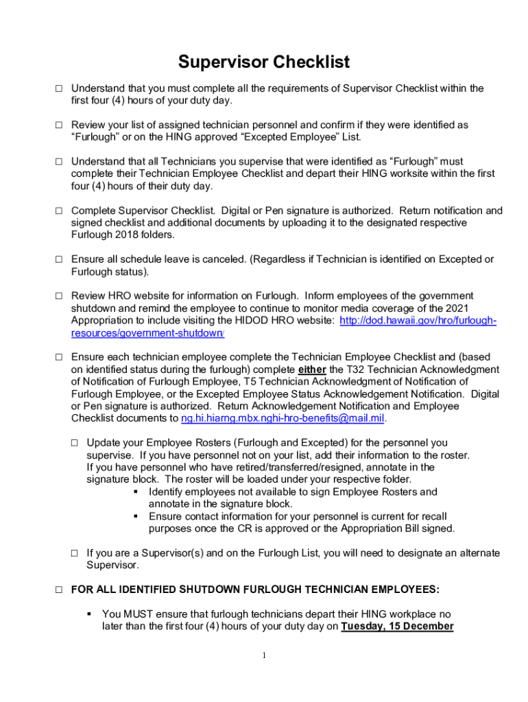 Fillable Online www.process.stchecklistdaily-supervisor-checklistDaily ...