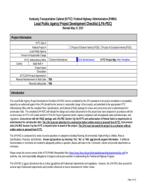 Project Development Checklist (PDC) - transportation.ky.gov ...