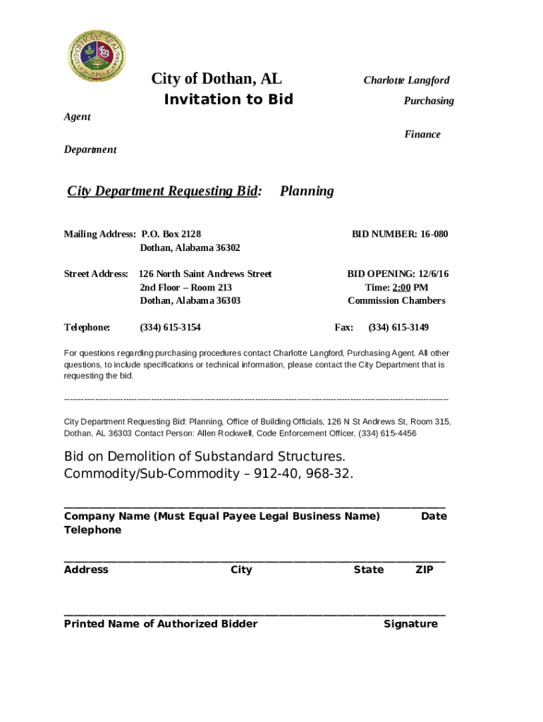 City Department Requesting Bid:Planning Doc Template ... Doc Template ...