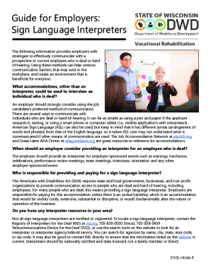 Fillable Online dwd wisconsin Guide for Employers Sign Language ...