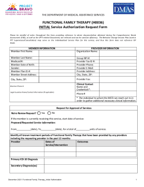 Fillable Online Initial Service Authorization Request Form Fax Email ...