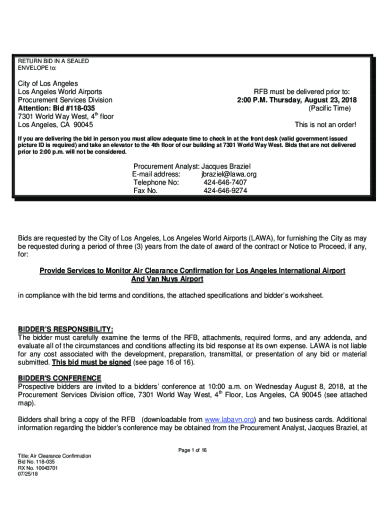 Fillable Online Fillable Online RETURN BID IN A SEALED ENVELOPE to ...