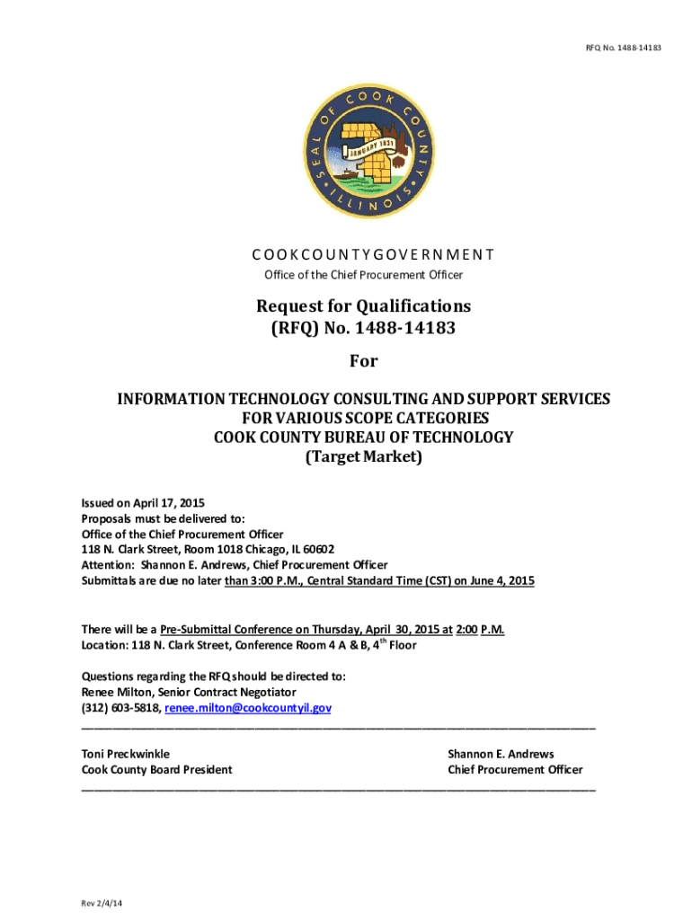 Fillable Online RFQ NO: 20-0324200 REQUEST FOR QUALIFICATIONS (RFQ ... Fax Email Print - pdfFiller