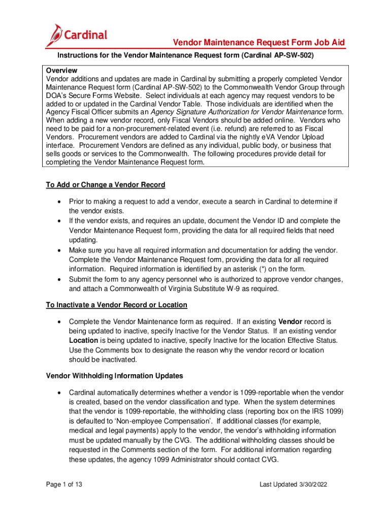 Fillable Online www.pdffiller.com70917450--Vendor-MaintenanceGet the ...