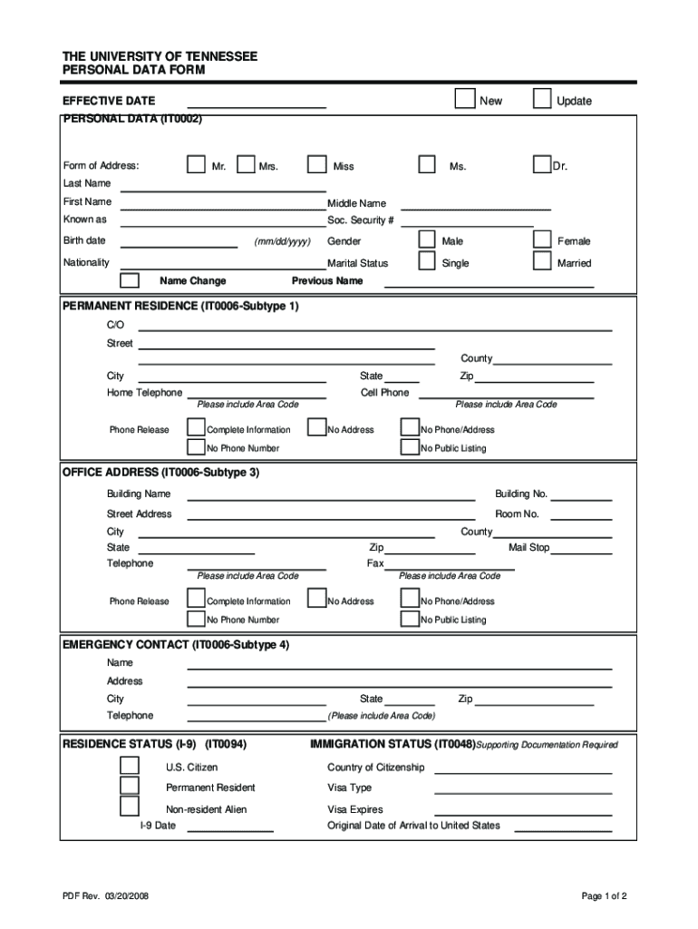 Fillable Online uthsc.edu hr employmentTHE UNIVERSITY OF TENNESSEE ...