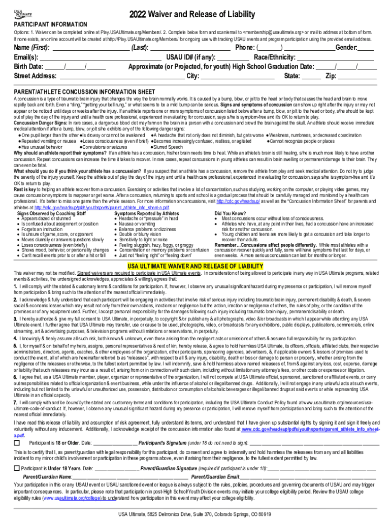 Fillable Online PARTICIPANT LIABILITY RELEASE AND WAIVER FORM FOR ...