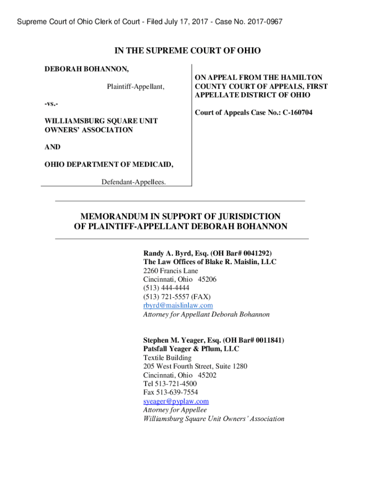 Fillable Online Supremecourt Ohio A Guide To Filing In The Supreme