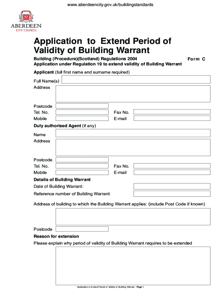 Fillable Online Application to Extend Period of Validity of Building ...