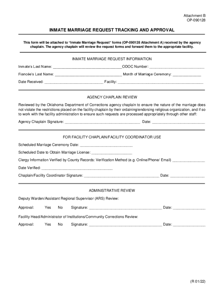 Fillable Online www.uslegalforms.comform-library484696-inmateINMATE MARRIAGE REQUEST TRACKING ...
