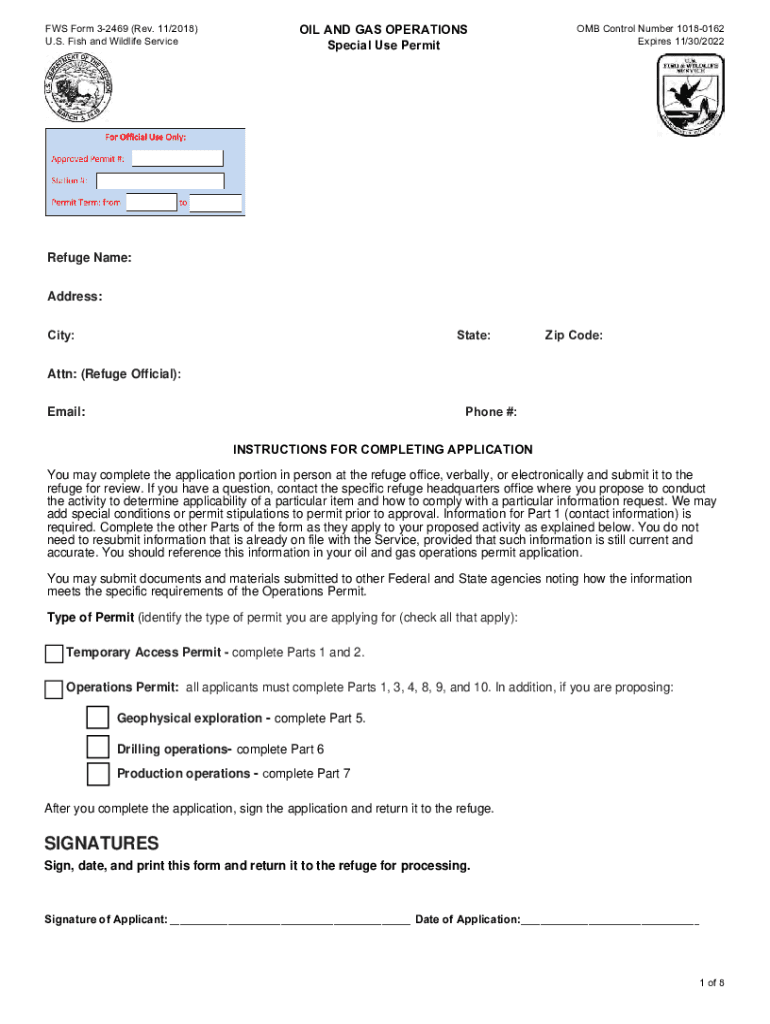 Fillable Online Oil and Gas Operations Special Use Permit Form Fax ...