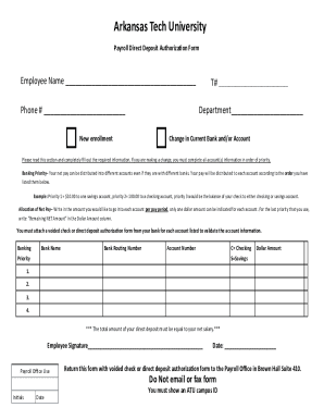 Fillable Online PAYROLL DIRECT DEPOSIT Authorization Form Fax Email ...