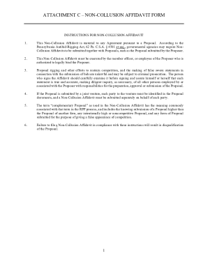 Fillable Online ATTACHMENT CNON-COLLUSION AFFIDAVIT FORM Fax Email ...