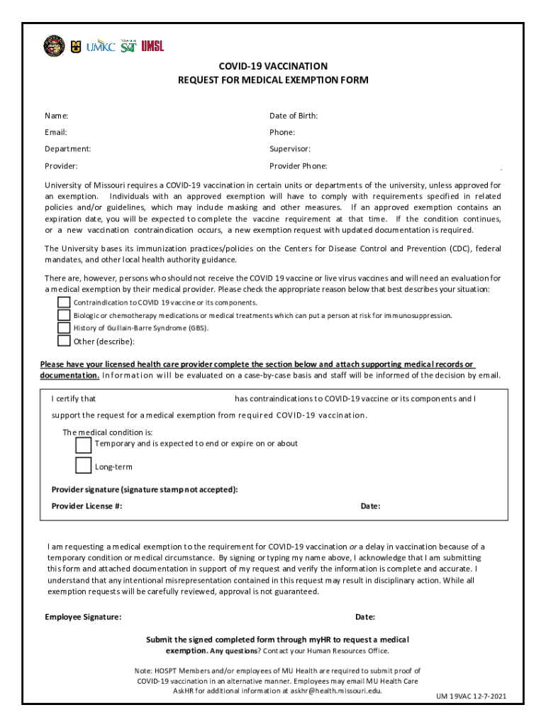 Fillable Online Vaccine - Medical Exemption Form (00584870).DOCX ...
