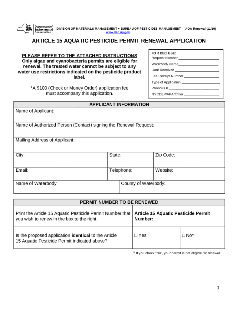 Application For A Permit To Use A Pesticide For The Control Of An ...