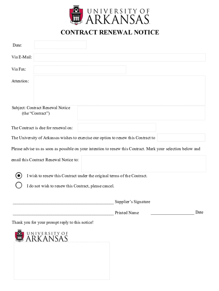 Fillable Online procurement uark How To Write a Contract Reminder ...