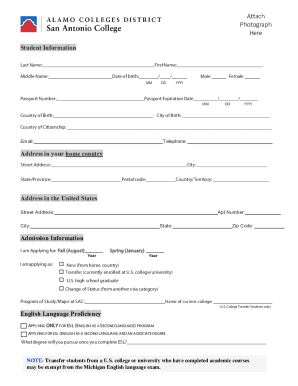 Fillable Online www.alamo.edu contentassets f7b589753dcc43368dceI-20 Application and Checklist ...