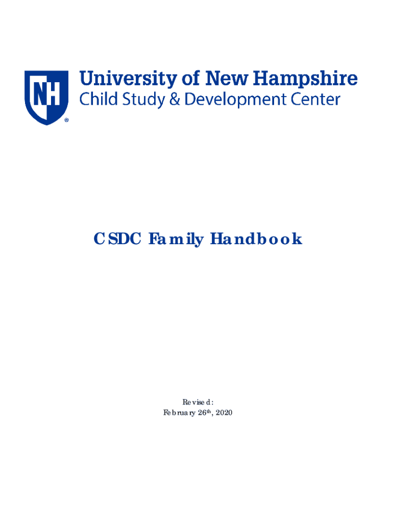 Fillable Online chhs unh CSDC Family Handbook - College of Health and ...