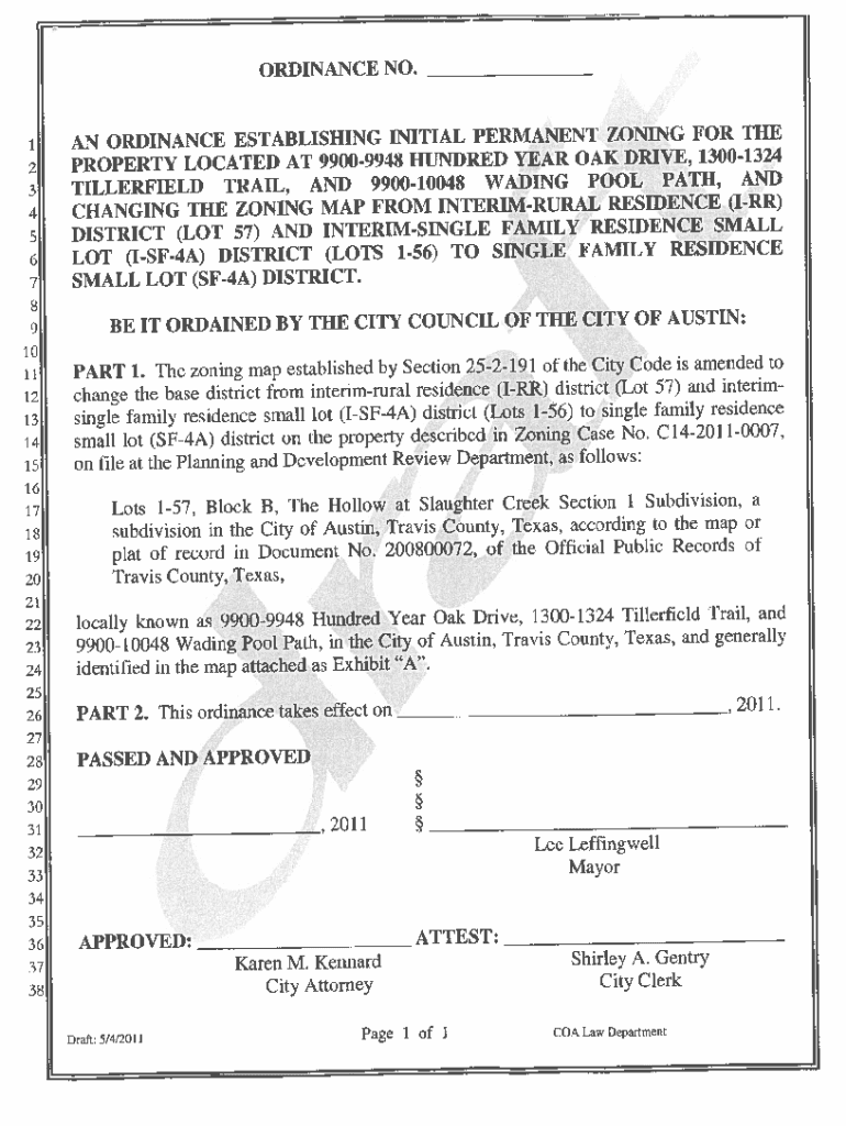 Fillable Online 1 2 ORDINANCE NO. 3 4 AN ORDINANCE AMENDING CITY CODE ...