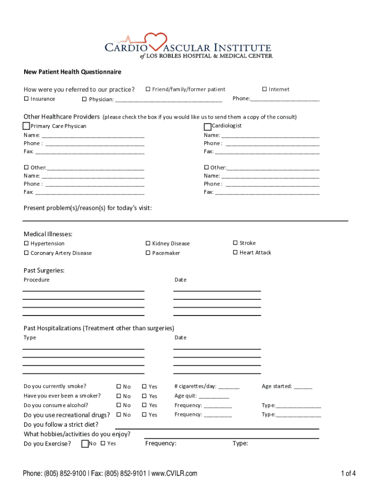 Fillable Online The CardioVascular Institute of Los Robles Hospital ...