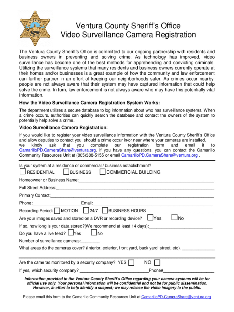 Fillable Online Video Surveillance Camera Registration Form (2-2022 ...