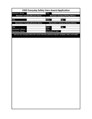 Fillable Online secure in Everyday Safety Hero Award Application Fax ...