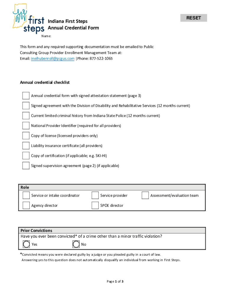 2021-2025 IN First Steps Annual Credential Form Fill Online, Printable ...